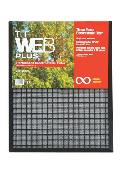 Web Eco Filter Plus 20 in. W x 25 in. H x 1 in. D Polyester 8 MERV Pleated Air Filter Pack of 4